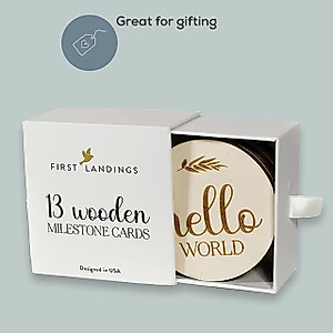 First Landings Birch Milestone Cards - Birch Milestone Markers for Baby's First Year - Light Brown