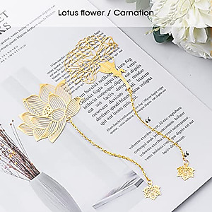 6 Pack Metal Bookmarks with Chain, Lefiocky Bookmark Golden Hollow Art Beautiful Design for Book Lover, Reading Books, Students, Teachers, Man, Woman, Kids