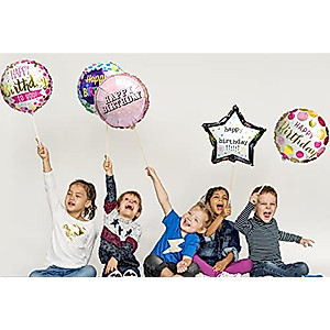 Happy Birthday Foil Balloons Round Mylar Helium Balloon Party Decorations Supplies 6Pcs