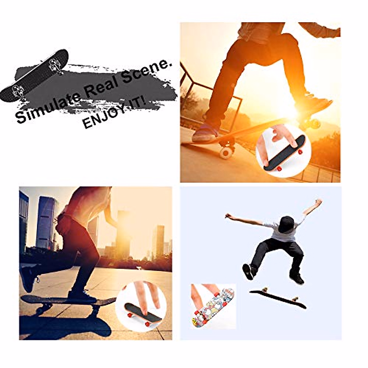 SILICPS Finger Skateboard Park with Stair&Handrails, Mini Skate Park Kit Ramp with Tools for Fingerboards Ultimate Parks Training Props Interactive Tabletop Freestyle Skate Game