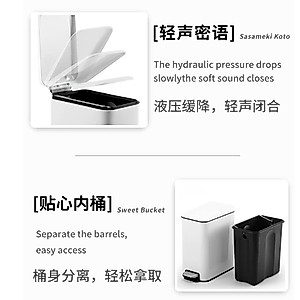 DOUBA Bathroom Trash Can Living Room Stainless Steel Trash Can Narrow Rubbish Bin