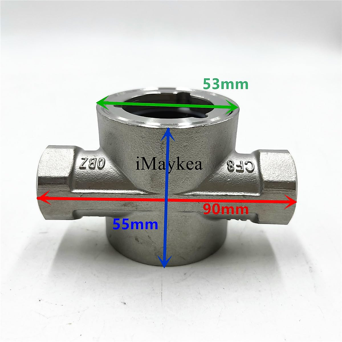 iMaykea 1/4", 3/8", 1/2", 1", 1.5", 2" NPT Thread Stainless Steel 304 Sight Glass Water Flow Indicator With Plastic Impeller (1/2" DN15)