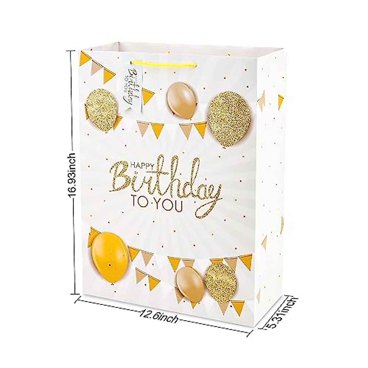 Neatnsharp 17" Large Birthday Gift Bag with Tissue Paper; Gift Bags for Presents - 4 Pack Large Birthday Gift Bags with Handles - (4 Gift Bags, 12 Tissue Paper, 4 Birthday Cards and 4 Envelopes)