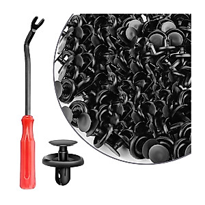 zipelo 100 Pcs Car Bumper Retainer Clips, Nylon Fender Clip with Fastener Remover Tool, Splash Shield Screws, Auto Push Retainer Rivets for Fender Door Trim Panel, Replacement OEM Number 90467-07201