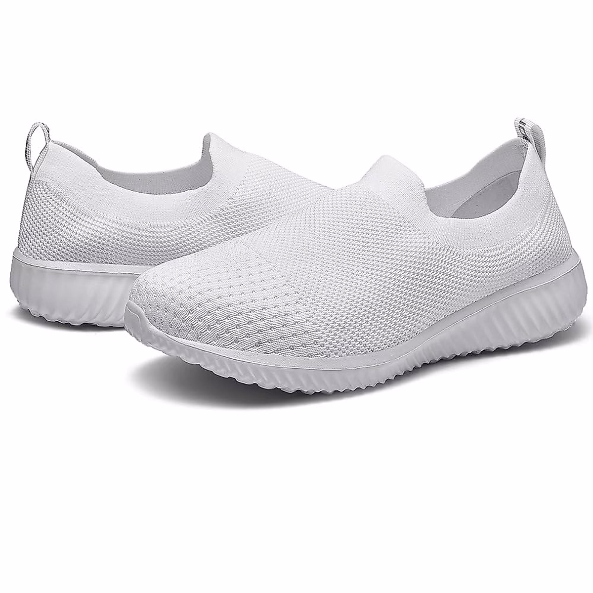 LANCROP Women's Walking Nurse Shoes - Mesh Slip on Comfortable Sneakers 12 US, Label 44 All White