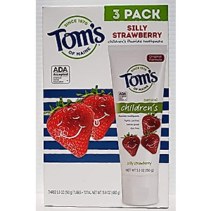 Tom's of Maine Anticavity Fluoride Children's Toothpaste, Kids Toothpaste, Natural Toothpaste, Silly Strawberry, 5.3 Ounce (Pack of 3), Original Formula, ADA Accepted
