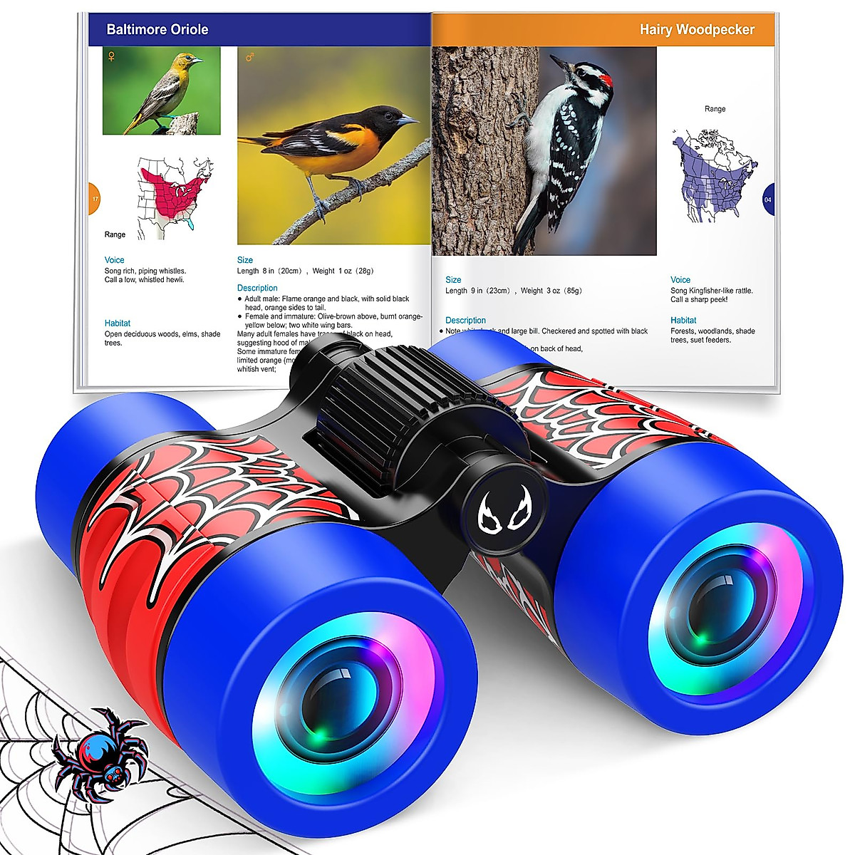 Binoculars Toys for Kids Ages 3-8: Spidolapse Outdoor Adventure Toy with Bird Watching Guide for 4 5 6 7 8 Year Old Boys Girls Easter Birthday Gifts Toddler Travel Camping Binoculars Toy Age 4-6