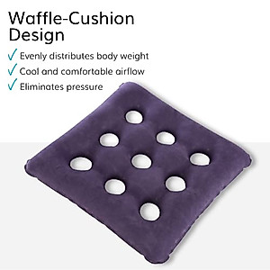 BraceAbility Inflatable Seat Cushion - Portable Pressure Relief Blow-Up Waffle Pad for Wheelchair, Office Chair, Airplane or Car, Bed Sore Prevention, Hip Bursitis, Low Back Pain (Air Pump Included)