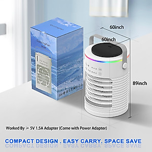 Portable Air Conditioners,Rechargeable Air Conditioner Fan with 6000mAh Battery,3 Speed Personal Evaporative Air Cooler with 3 Mist&3 Timer&Colors Light,Mini AC Cooling Fan for Bedroom,Camping