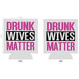 Drunk Wives Matter Pink | Set of Two (2) Funny Novelty Can Cooler Beverage Huggie - | Beer Beverage Holder - Funny Gifts Wife - Quality Neoprene No Fade 12 oz or 16oz Can Cooler (Magenta (2))