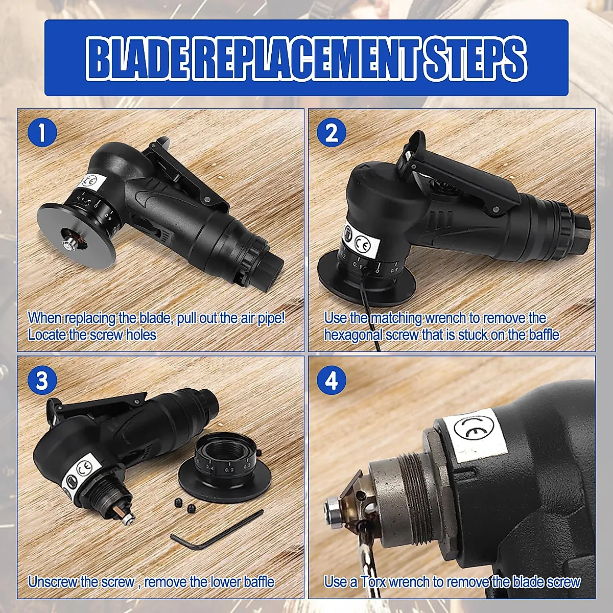 HSOKEW Mini Chamfering Machine, Handheld Air Beveling Machine Pneumatic Tool Air Beveling Edge Beveler for Metal Trimming Arc Corner Deburring Linear Beveling Trimming (Black,6*R+ 6*C blade+4*bearing)