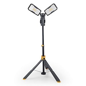 【Upgraded】LUTEC 6290Max 11000 Lumen 92W Dimmable LED Work Light with Telescoping Tripod, Adjustable Color Temperature Dual-Head Work Light with Stand and 8 Ft 3-Prong Power Cord