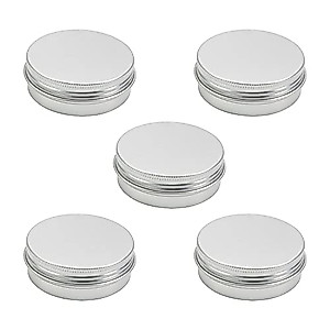 Othmro 5pcs 2oz Metal Round Tins Aluminum Tin Cans Containers with Screw Lid, 68*25mm(DxH) Silver tin cans for Salve, Spices, Lip Balm, Tea or Candies 60ml