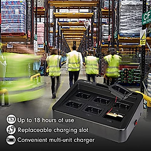 Retevis RB23 Waterproof Walkie Talkies Adults (IP67) with Earpiece and Mic Set(IP66), High Power 2 Way Radios Long Range, Durability, with 6 Way Multi Gang Charger (6 Pack)