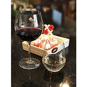 His and Hers Magnetic Wine Charms & Stemless Glass Markers - Set of 12 - Fun Birthday, Hostess or Housewarming Gift by Simply Charmed