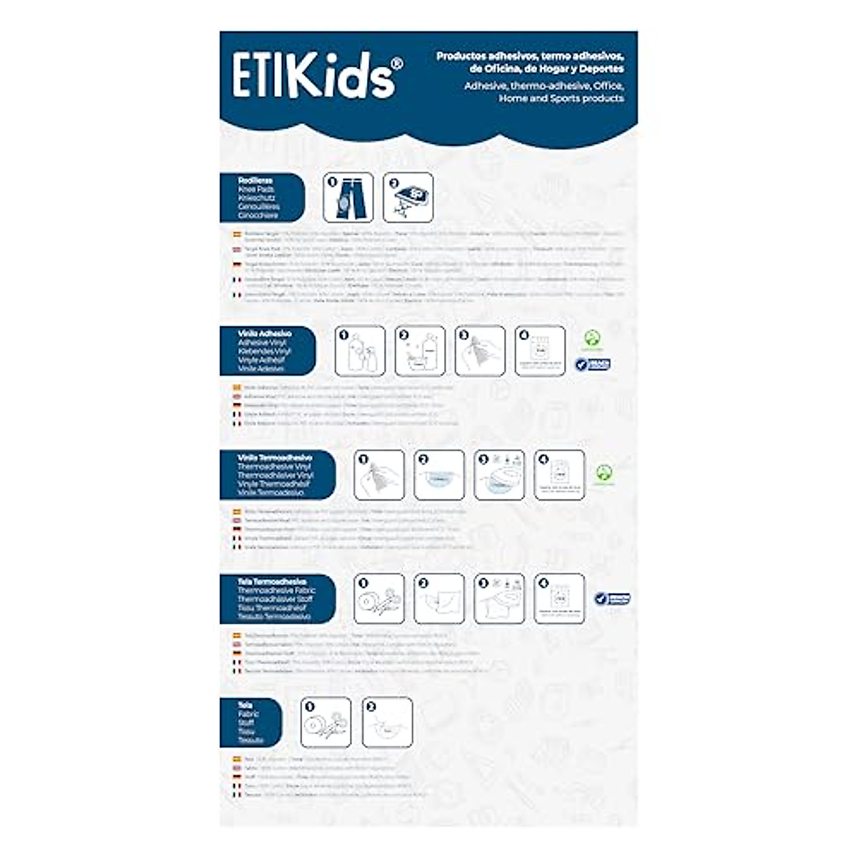 6 Piece Knee Kids Patches Navy. Iron Pads to Protect Your Clothes and Repair of Trousers, Jackets, Sweaters, Shirts. 10.5 x 8 cm. RK1