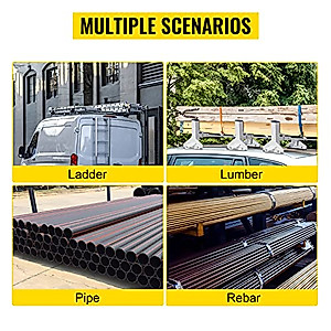 VEVOR Van Roof Ladder Rack, 3 Bars, 661 LBS Capacity, 46.9"-59.1" Adjustable Middle Bar Steel Roof Racks, Rain-Gutter Mount Racks Fit Most Van Rails, Universal Design, White