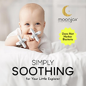 Moonlight Silicone Teethers for Babies, Baby Teether for Infants, Toddlers, Newborns, Dishwasher and Freezer-Safe Teething Toy, White - Moonjax