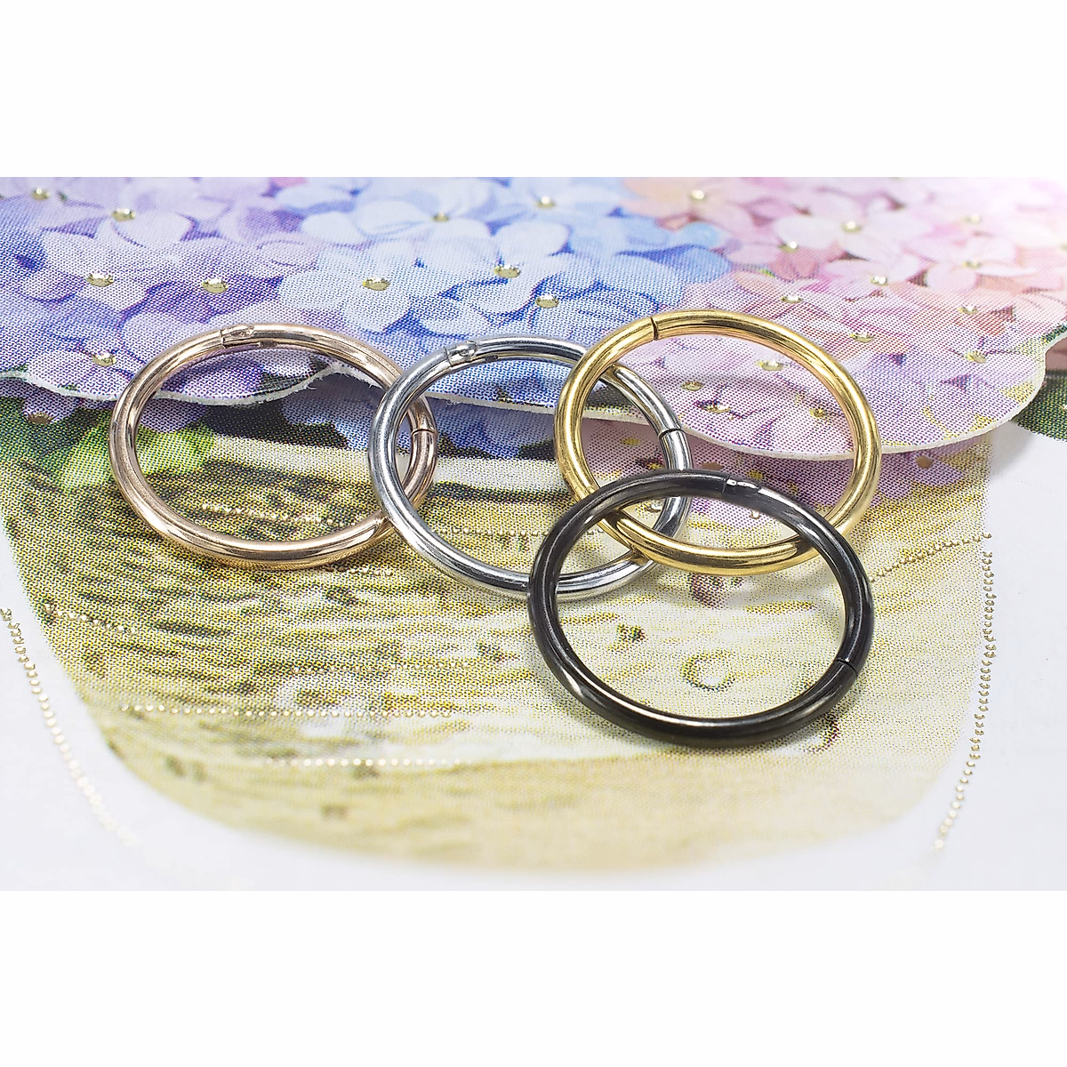 16G 18G 20G Stainless Steel Hinged Clicker Segment Septum Nose Lip Ring Hoop Cartilage Tragus Sleeper Earrings Body Piercing Jewelry for Women Men 6mm 8mm 10mm Mix Colors A Set (20G - 8mm - 4Pcs)