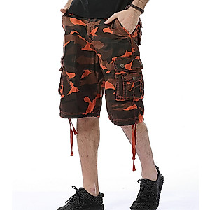 AOYOG Men's Camo Cargo Shorts Relaxed Fit Multi-Pocket Outdoor Camouflage Cargo Shorts Cotton