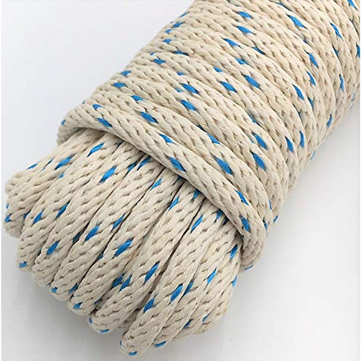 GREAT WHITE BLUTRACE® SASH Cord #10 Made in USA, 5/16" x 100ft. Hank, Cotton Tie Down Camping, Clothesline, Rigging, Crafts, Theatre, Window Replacement Entertainment Spot Cord DIY Home Improvement