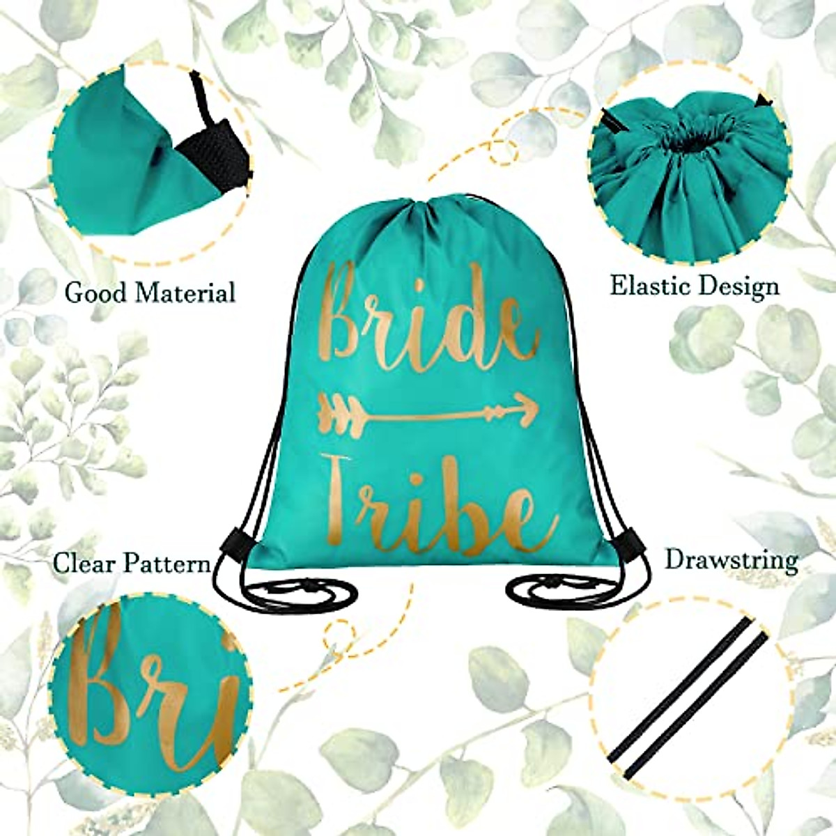 Shappy 12 Pieces Bride Drawstring Bags Bachelorette Party Drawstring Backpacks for Bridal Shower Wedding Party Bridesmaids Supplies Gift Bag