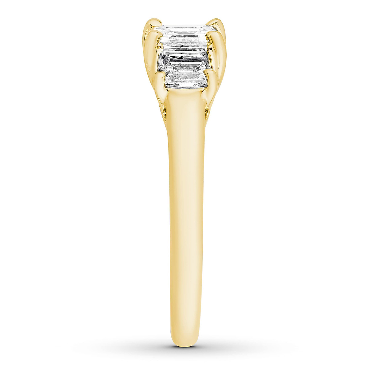 ELFRONT 3 Three Stone Personalized Moissanite Ring 1.8carat(ctw) Emerald cut 14K 10K 18K Sterling Silver Simple elegant Wedding Promise past present future Rings for Her Wedding Bands for Women Wife Gifts Ring(Gold, 14k solid gold)