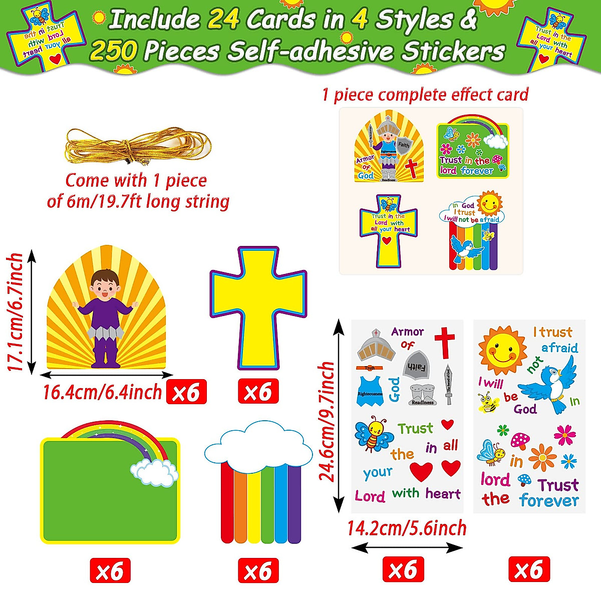 Chiazllta 24 Pcs Armor of God DIY Craft Kit Religious Sunday School VBS Easter Christian Craft Kits for Kids,Bible Sticker Hanging Ornament School Supplies for Preschool Classroom DIY Activities
