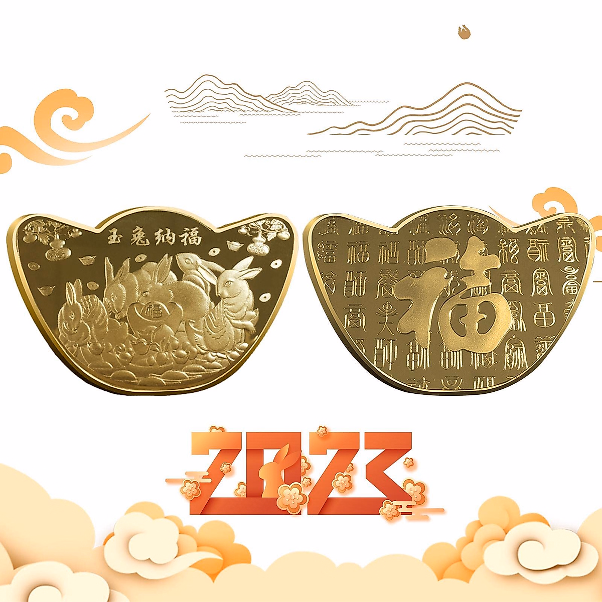 Chinese Zodiac Rabbit Commemorative, 2023 New Year of The Rabbit Uncirculated Coin, Collector Coin, for Collectors, Craft Decorations, Lucky Souvenir Gifts