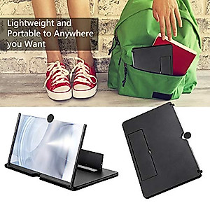 16" Screen Magnifier for Cell Phone, KanYool 3D HD Mobile Phone Magnifier Projector Screen for Movies, Videos, and Gaming, Foldable Phone Stand with Screen Amplifier Fit for All Smartphones (Black)
