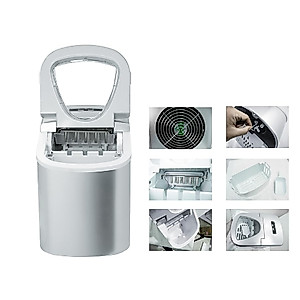 Countertop Ice Maker, Chewable Pebble Portable Ice Maker Machine, 9 Cubes Ready in 6 Mins, 26lbs/24H, Self-Cleaning Ice Machine with Ice Scoop and Basket, for Home Kitchen Office Bar Party