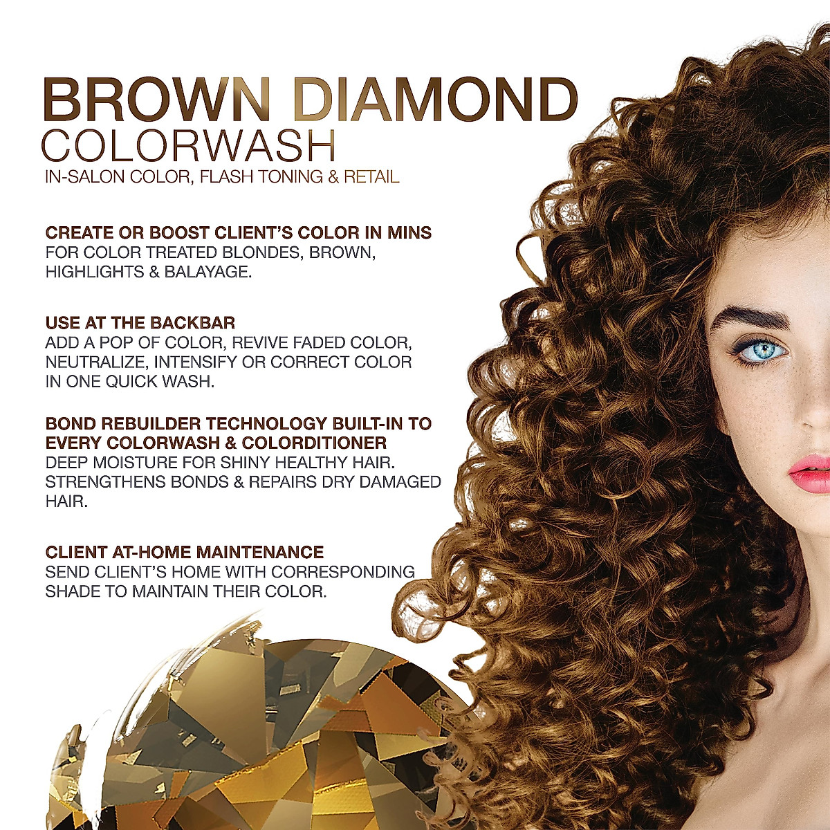 Celeb Luxury Gem Lites Colorwash, Professional Semi-Permanent Hair Color Depositing Shampoo, Brown Diamond