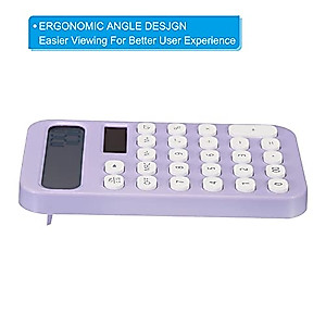 PATIKIL Cute Basic Calculator, Standard Function Portable Desktop Electronic Calculators Large 12 Digit LCD Display for Home Office, Light Purple