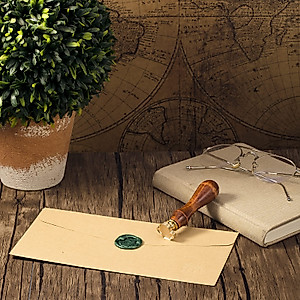 Mceal Wax Seal Stamp Special Shape Brass Head Wooden Handle (Wedding Ring)