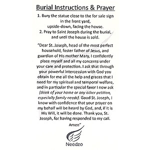 Religious Gifts Saint Joseph Statue Home Seller Kit with Prayer Card and Instructions