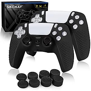SIKEMAY [2 Pack] PS5 Controller Skin, Anti-Slip Thicken Silicone Protective Cover Case Perfectly Compatible with Playstation 5 Dualsense Controller Grip with 8 x Thumb Grip Caps