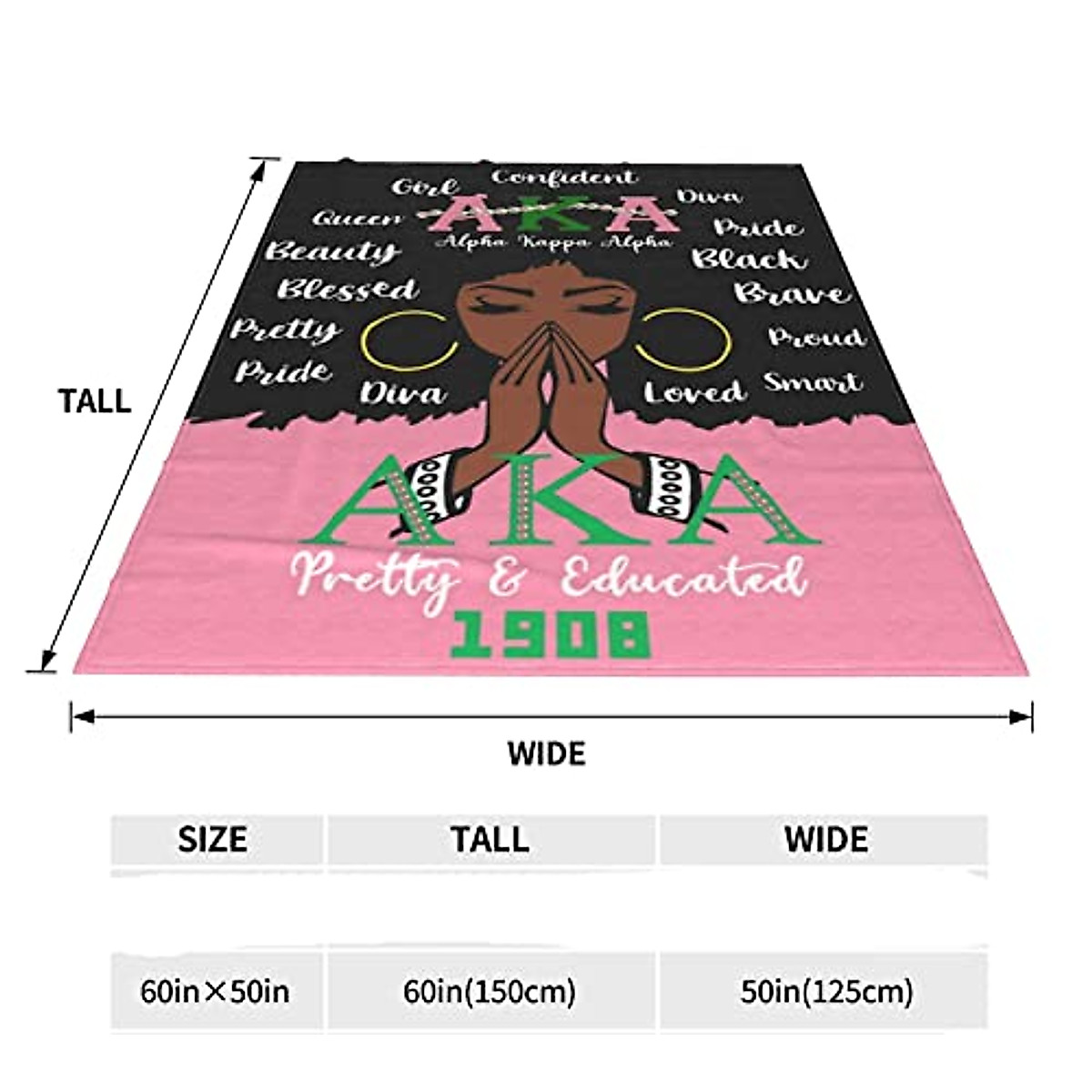 Super Soft Women's Blanket, Pink Sorority Gift for Women Plush Blanket for Sofa, Bedroom, Couch, Living Room, 50" x 60" inches.