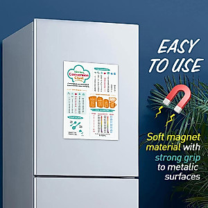 Kitchen Conversion Chart Magnet Cooking Measurement Refrigerator Magnet Thickened Double-sided Flip for Cooking Baking Tool Cookbook Accessories, White