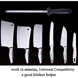 12 Inch Honing Steel Safe Knife Sharpening Steel Sharpening Rod Knife Sharpener Carbon Steel Sharpener Rod for Home Kitchen Hunting Master Chef Home Gourmet Blade