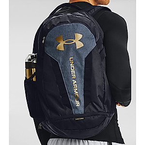 Under Armour unisex-adult Hustle 5.0 Backpack , Black (004)/Metallic Gold Luster , One Size Fits All