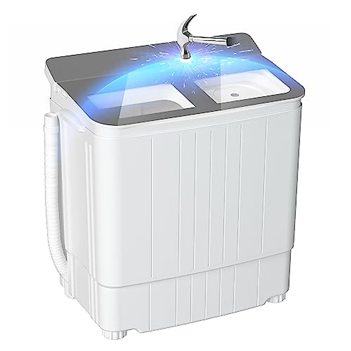 Superday Portable Washer and Dryer, 17.6LBS Small Washing Machine and Spin Dryer Combo, Compact Mini Twin Tub Washing Machine for Apartment, Dorms, RV, Camping, Laundry, College Rooms, Grey