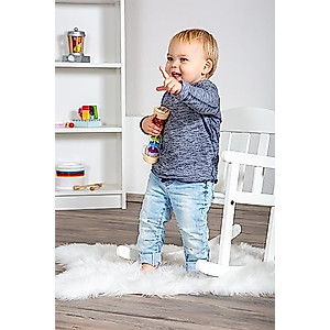 Wooden Rainbow Rainmaker Toy by Small Foot – Rhythm Instrument and Rattle for Babies Helps Hand-Eye Coordination and Developing Sensory Skills – Classic Educational Game for Toddlers – Age 6+ Months