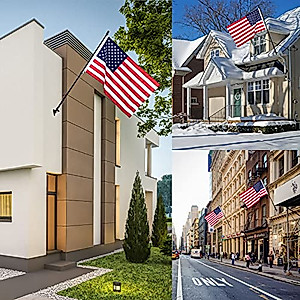 Jezzluky American-Flag-with-Pole for House, Wall Mount Flag Pole Kit Outside Included 6ft Stainless Steel Pole, 3x5 Embroidery Nylon Us Flag, Aluminum Alloy Tangle-Free Rings and Metal Holder