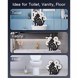 Cute Cat Toilet Paper Storage Stand Decorative, Metal Animal Bathroom Decor 8 Rolls Toilet Paper Holder, Freestanding Tissue Organizer