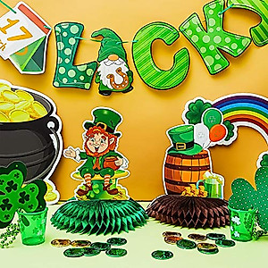 Zonon 19 Pieces St. Patrick's Day Banner St. Patrick's Day Honeycomb Centerpiece St. Patrick' Day Hanging Decorations Shamrock Cutouts Cards St. Patrick's Day Baby Shower Decorations Procession
