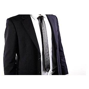 Hello Tie Men's Skinny Tie Handmade PU Leather Black Narrow Necktie