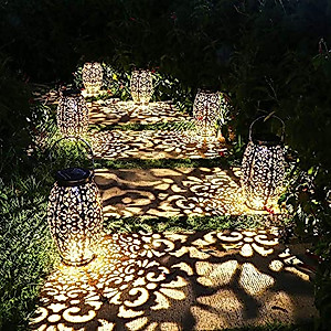 Kaixoxin Solar Lantern Lights for Hanging or Table Outdoor Solar Light for Patio Courtyard Garden (Silver-1) (Set of 2)