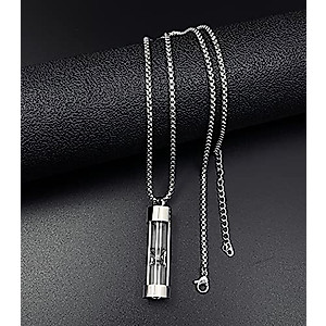 YOUFENG Urn Necklace for Ashes Timeless Hourglass Memorial Pendant Keepsake Cremation Jewelry for Human Pet Ashes Silver