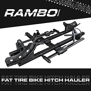 Rambo Bikes Fat Tire Electric Bike Hauler - Bike Rack Hitch Style 2-Bike Carrier - 145lbs Max Capacity, Fits 16"-29" Tire Sizes, Easy Tailgate or Hitch Access - Folds Compact for Easy Storage