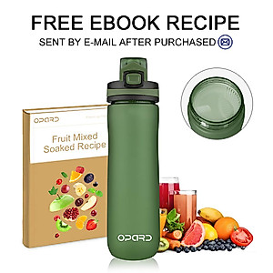 Opard Peak Water Bottle 20 Oz BPA Free Tritan Plastic Leak Proof Flip Top for School Kids Sports Gym Yoga Camping (Dark Green)